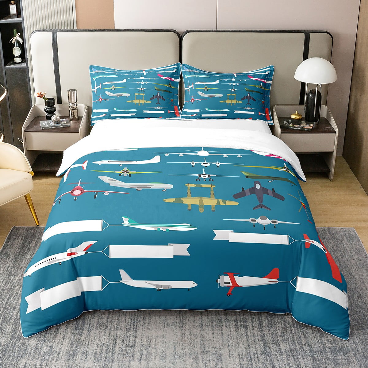 YST 100% Cotton Aircraft Duvet Cover Airplane Full Bedding Sets for ...