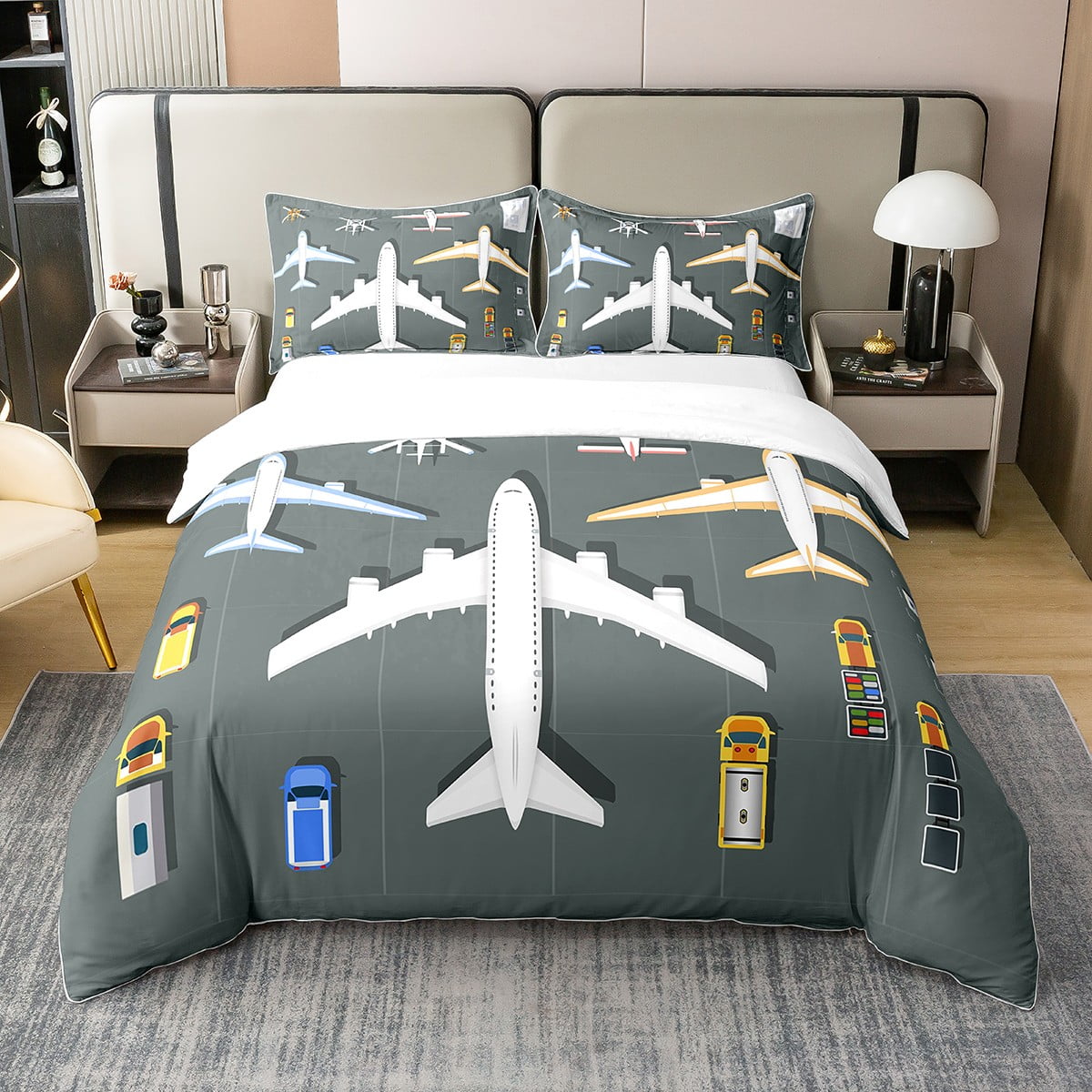 Erosebridal 100% Cotton Airplane Bedding Set Cars Helicopter Aircraft ...