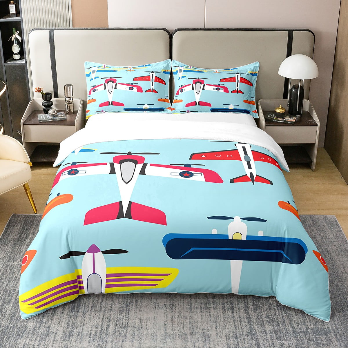YST 100% Cotton Airplane Bedding Set Helicopter Aircraft Military ...