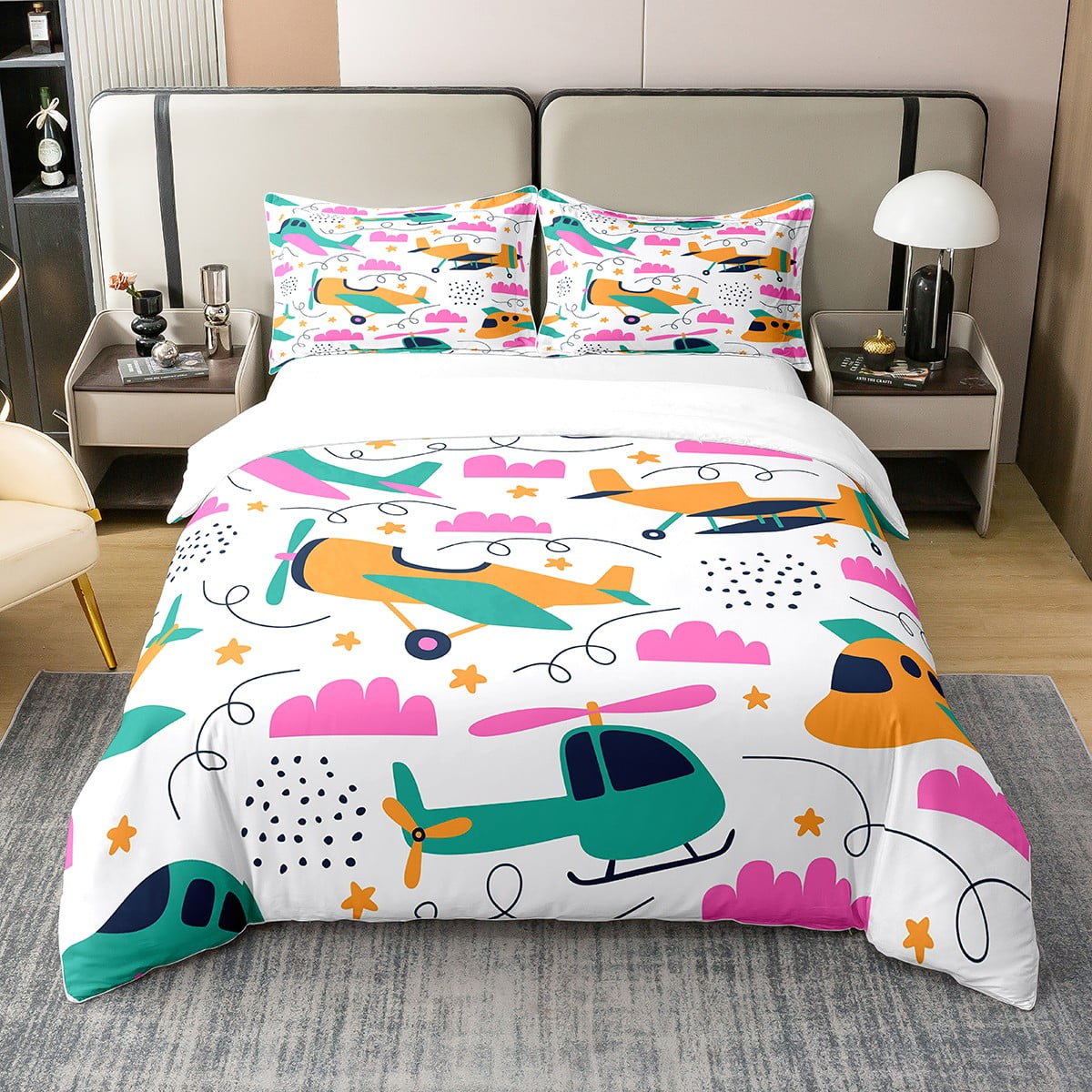 Erosebridal 100% Cotton Airplane Duvet Cover Airliner Aircraft King ...