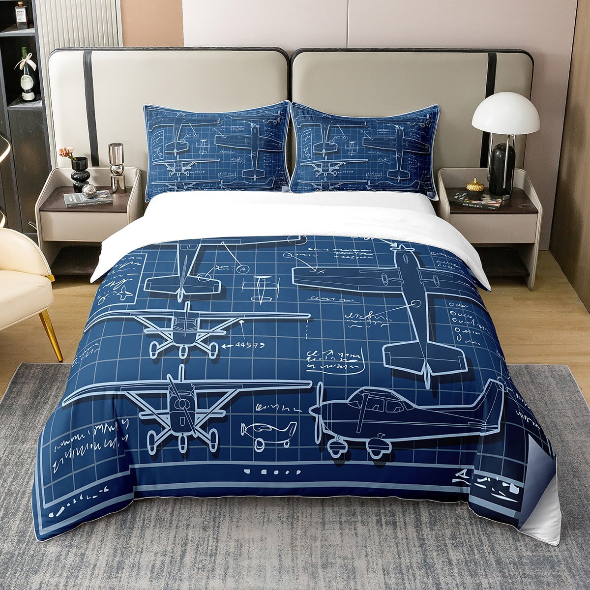 YST 100% Cotton Airplane Model Duvet Cover Helicopter Aeroplane ...
