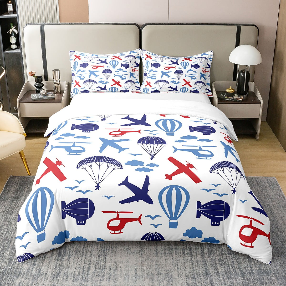 Erosebridal 100% Cotton Aviation Aircraft Duvet Cover Airplane Bedding ...