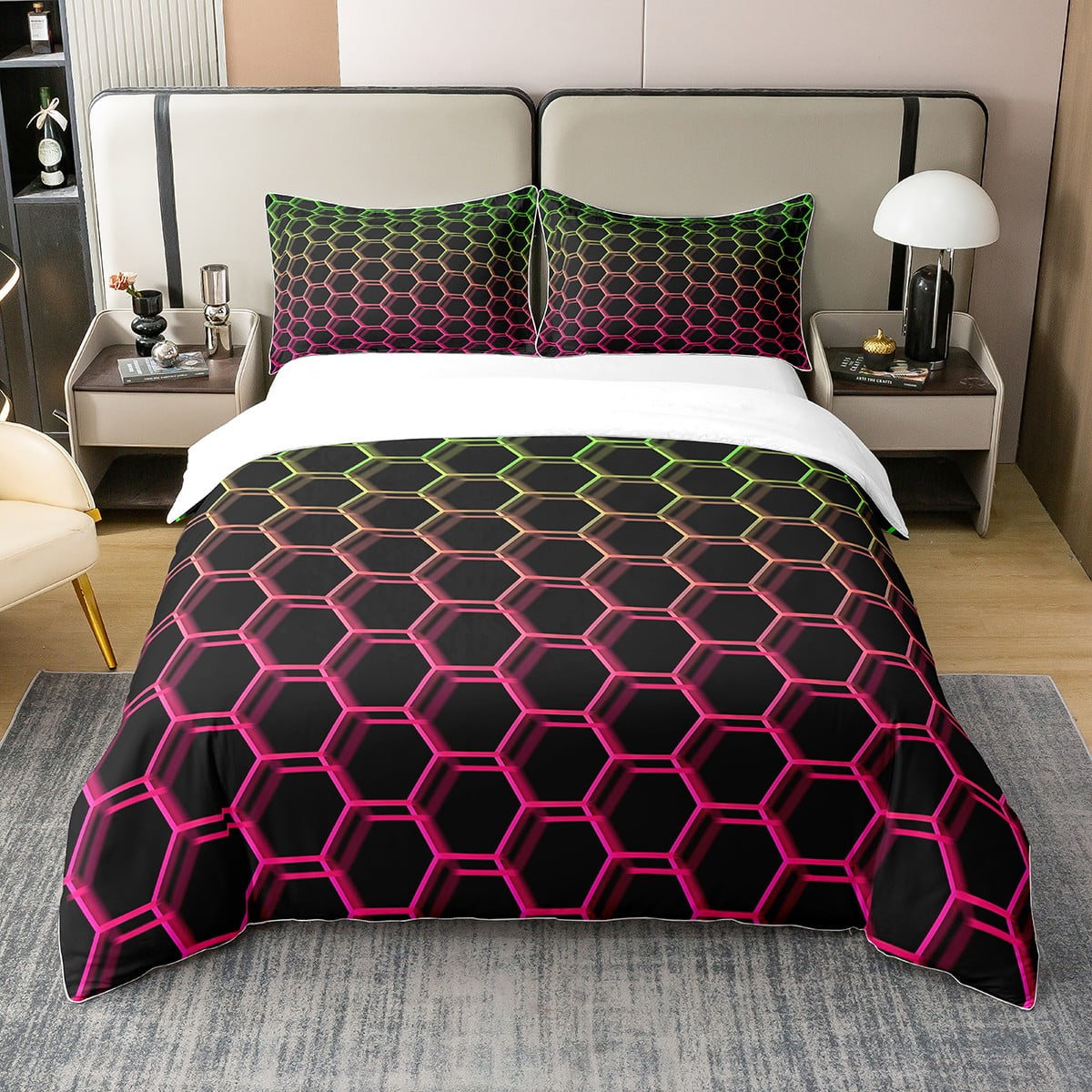 Erosebridal 100% Cotton Beehive Duvet Cover Full,Geometric Honeycomb ...
