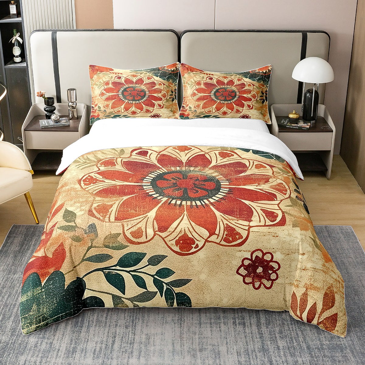 Erosebridal 100% Cotton Bohemian Groovy Queen Size Duvet Cover,Vintage ...