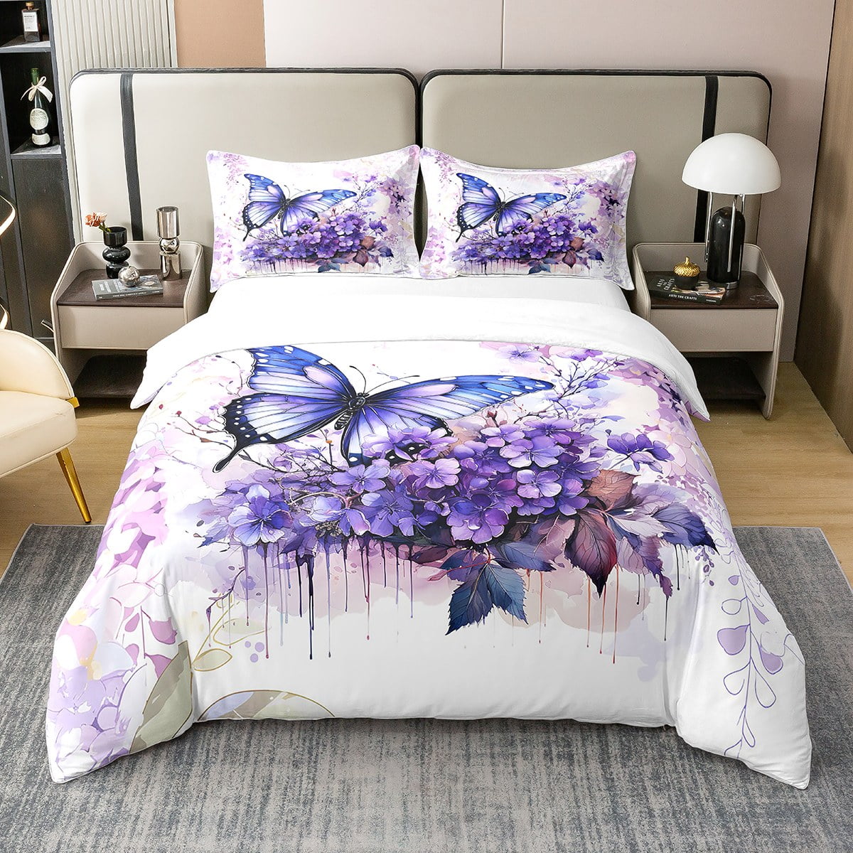 Erosebridal 100% Cotton Boho Butterfly Bedding Set Full,Bohemian Floral ...