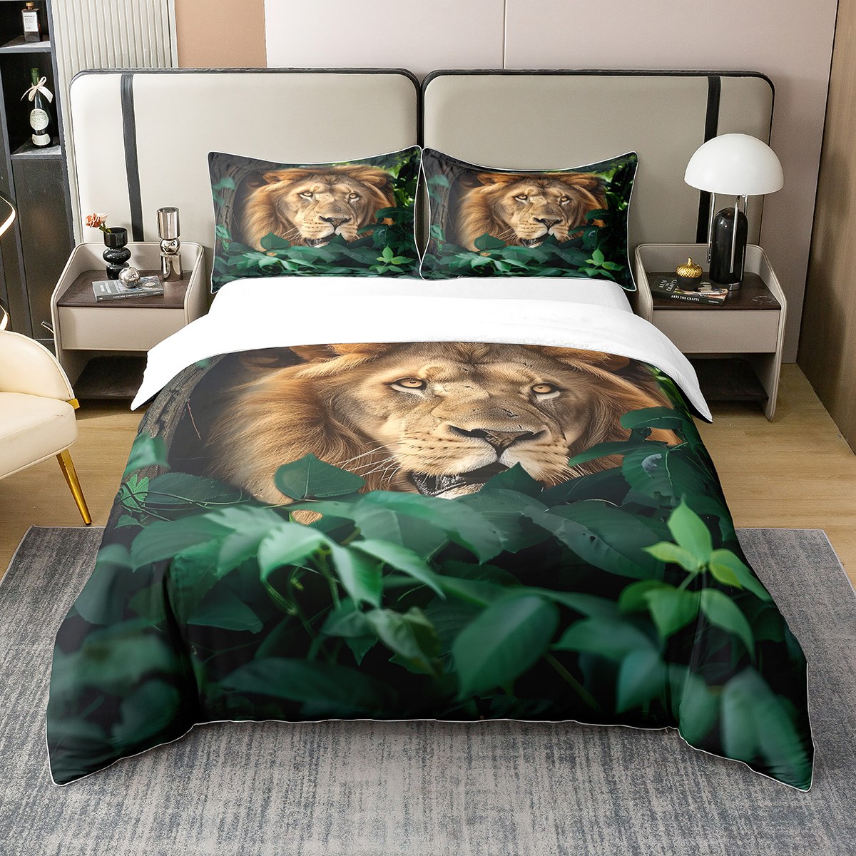YST 100% Cotton Boys Lion Bedding Set King Size For Adults Men,Wild ...