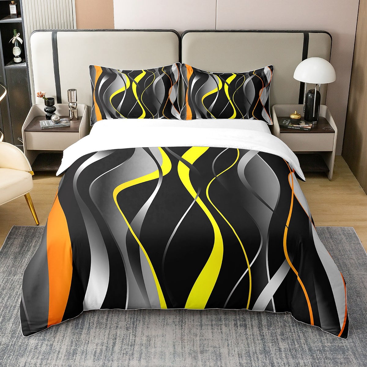YST 100% Cotton Boys Wavy Duvet Cover,Adults Geometry Wavy Lines ...