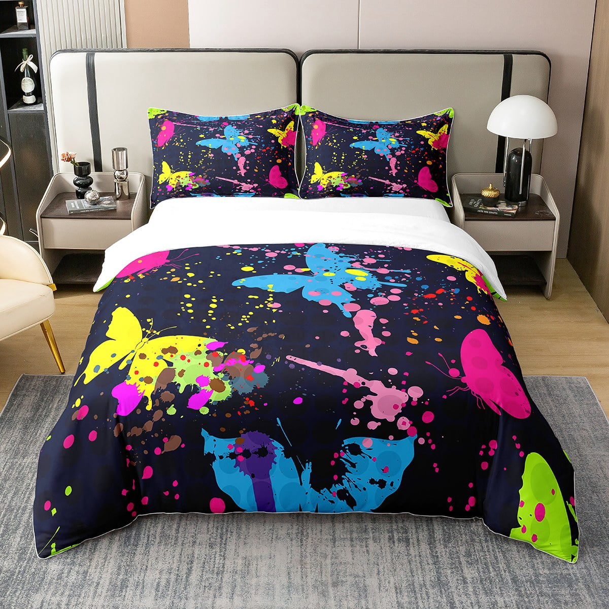 Erosebridal 100% Cotton Butterfly Duvet Cover Queen Size Colorful ...