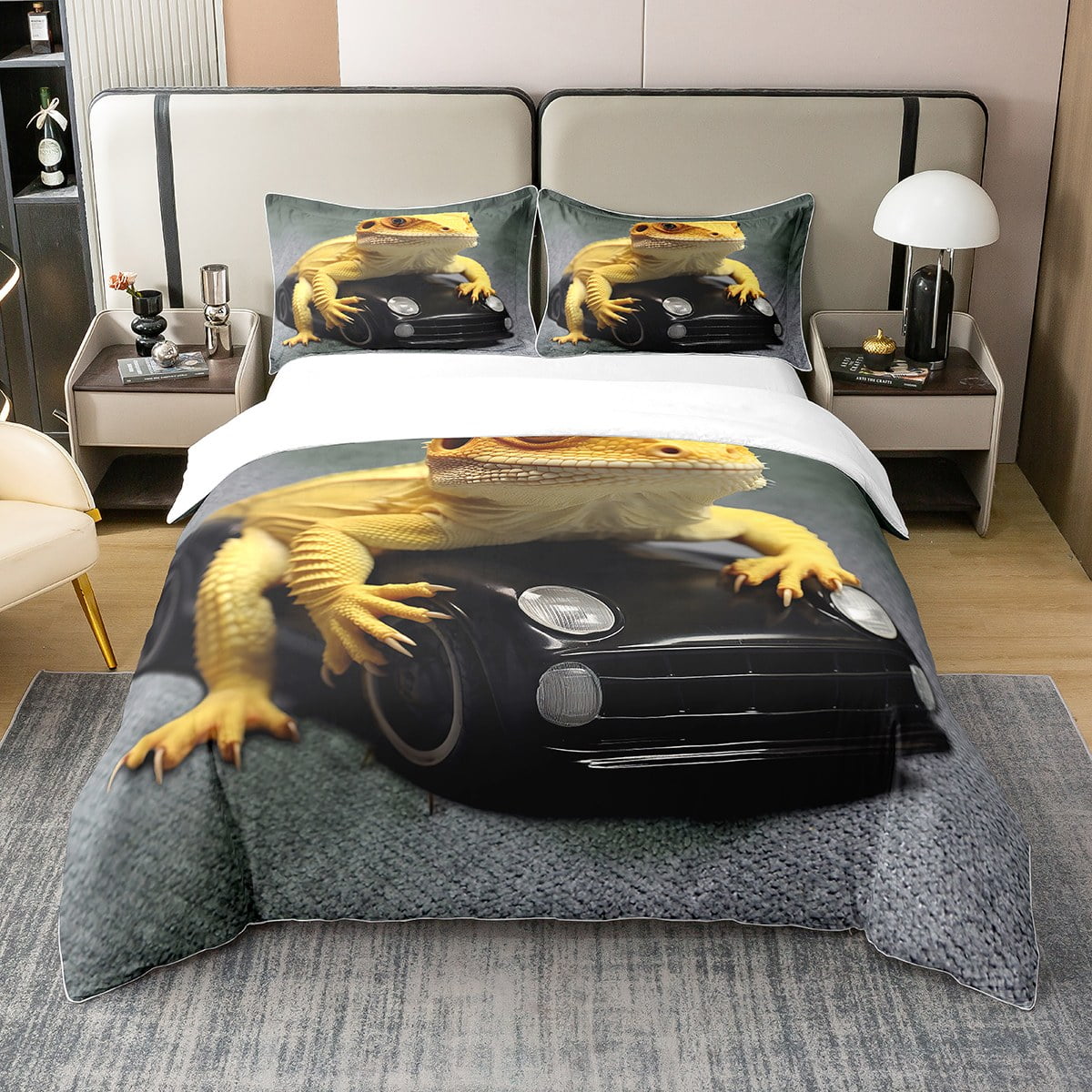 YST 100% Cotton Cartoon Lizard Duvet Cover For Adult Teens Sports Car ...