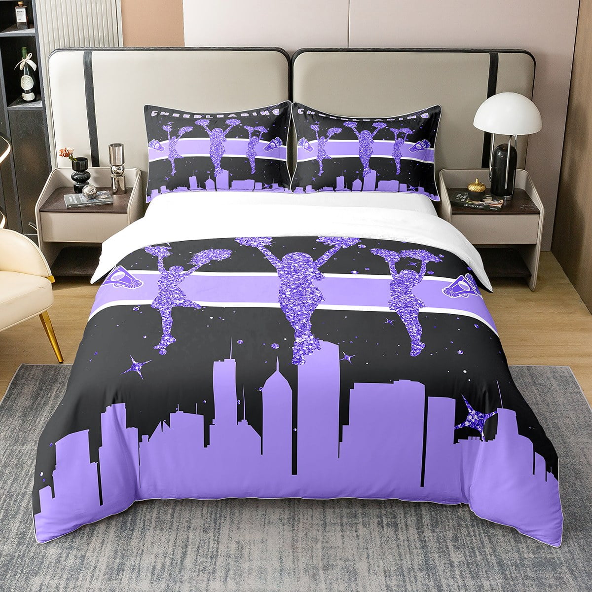 Erosebridal 100% Cotton Cheerleading Comforter Cover Dance Themed Bed Set,Dreaming Glitters ...