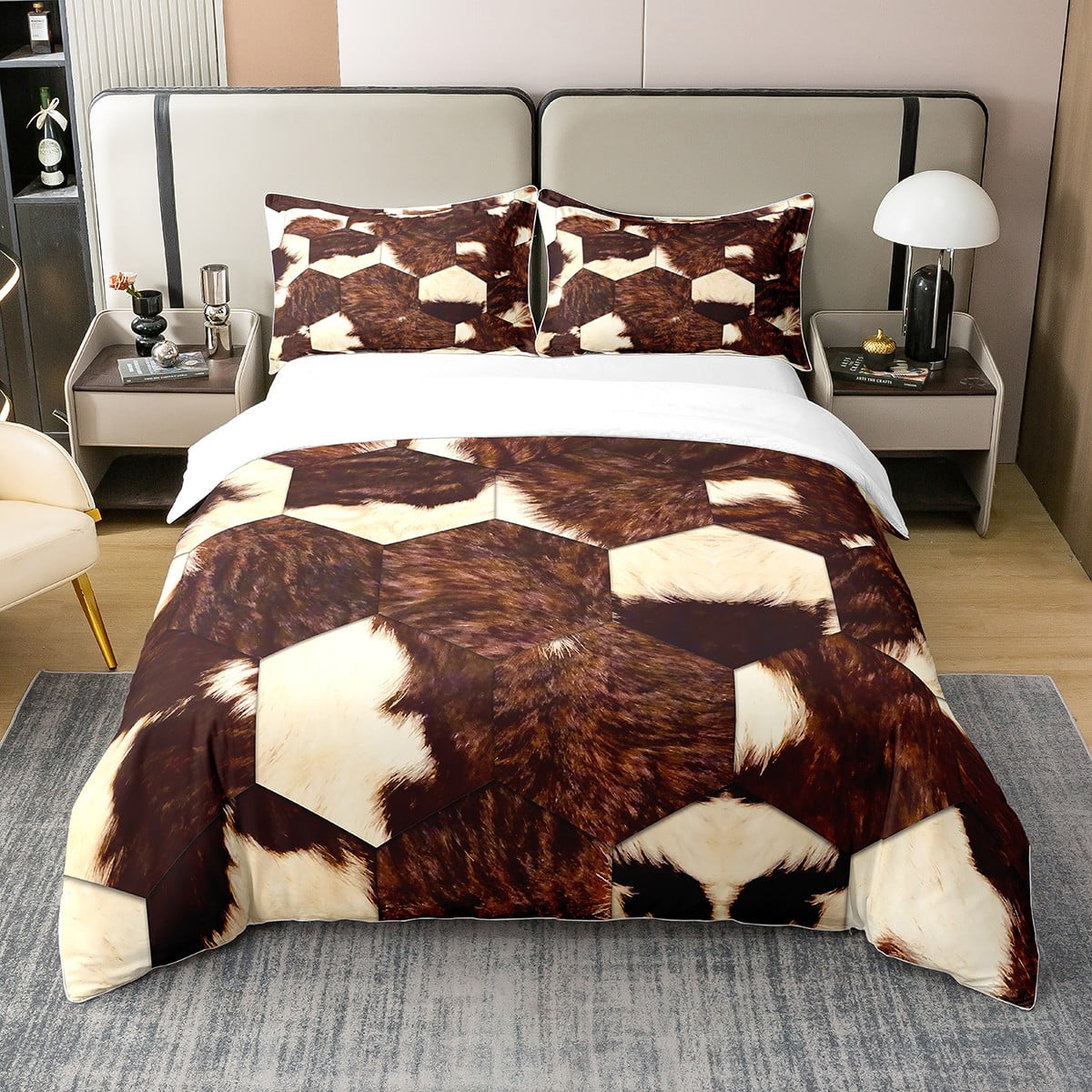 YST 100% Cotton Cow Print Comforter Cover Boys Brown Highland Cow ...