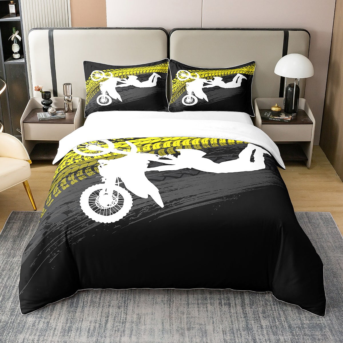 Erosebridal 100% Cotton Dirt Bike Comforter Cover Extreme Sports ...