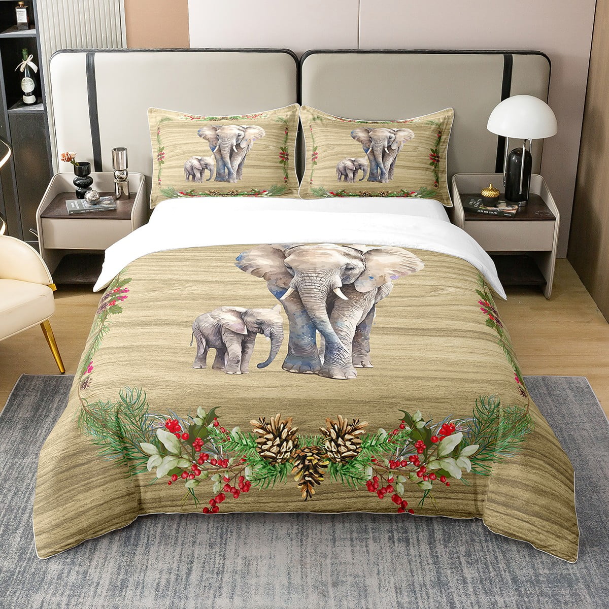 YST 100% Cotton Elephant Comforter Cover Wild Animals Twin Bedding Sets ...