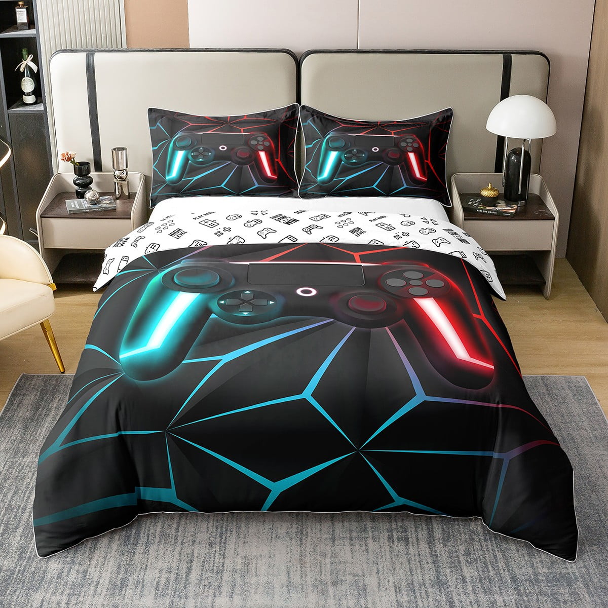 Erosebridal 100% Cotton Gaming Bedding Set Gamer Console Comforter ...