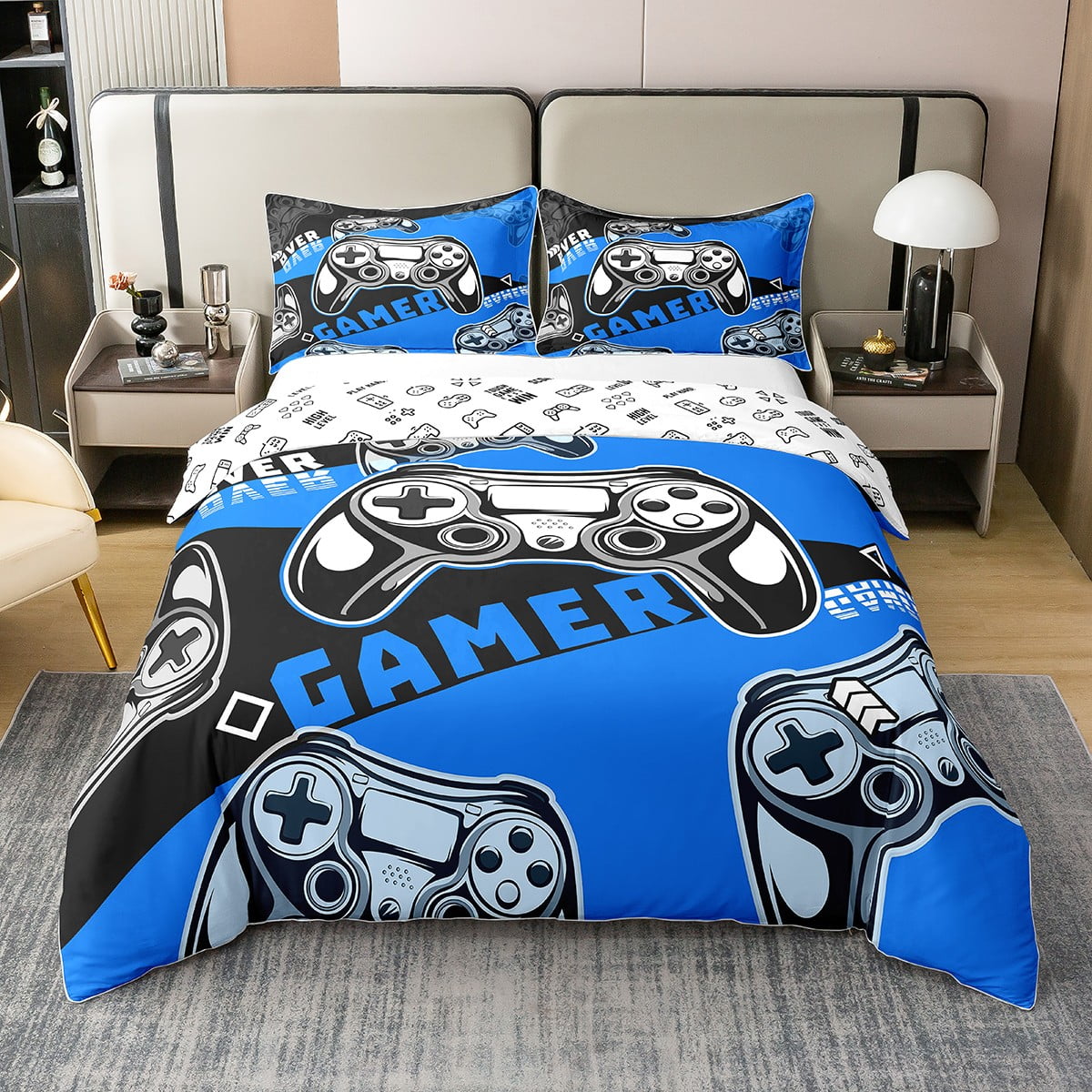 100% Cotton Gaming Comforter Cover Queen Size Game Room Decor Video ...