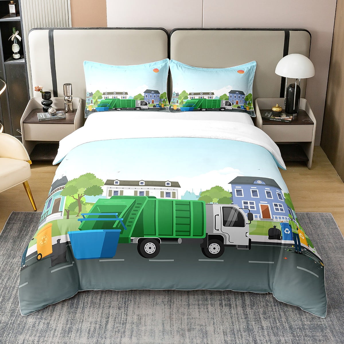 Erosebridal 100% Cotton Garbage Truck Duvet Cover Full,Cartoon Trash ...