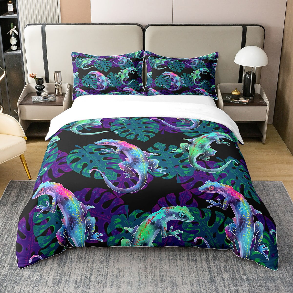 Erosebridal 100% Cotton Gecko Duvet Cover, Lizard Bedding Set Queen ...
