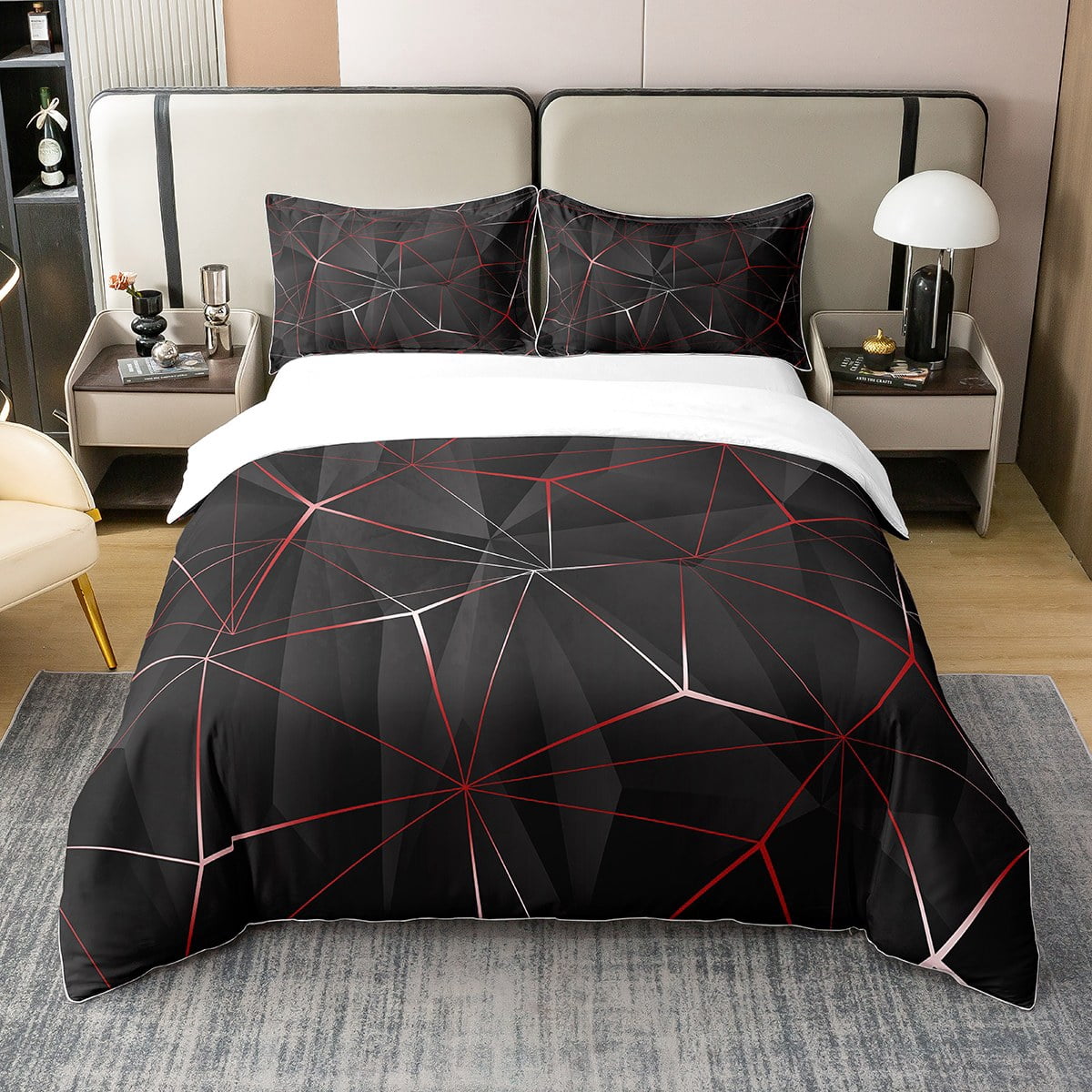 Erosebridal 100% Cotton Geometric Duvet Cover Geometry Stripe Bedding ...