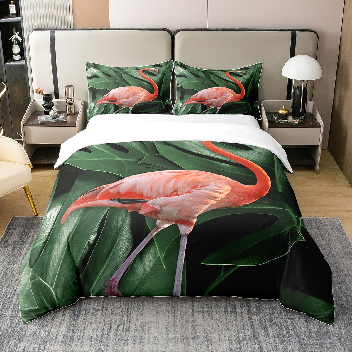 YST 100% Cotton Girls Pink Flamingo Duvet Cover Tropical Flamingo ...