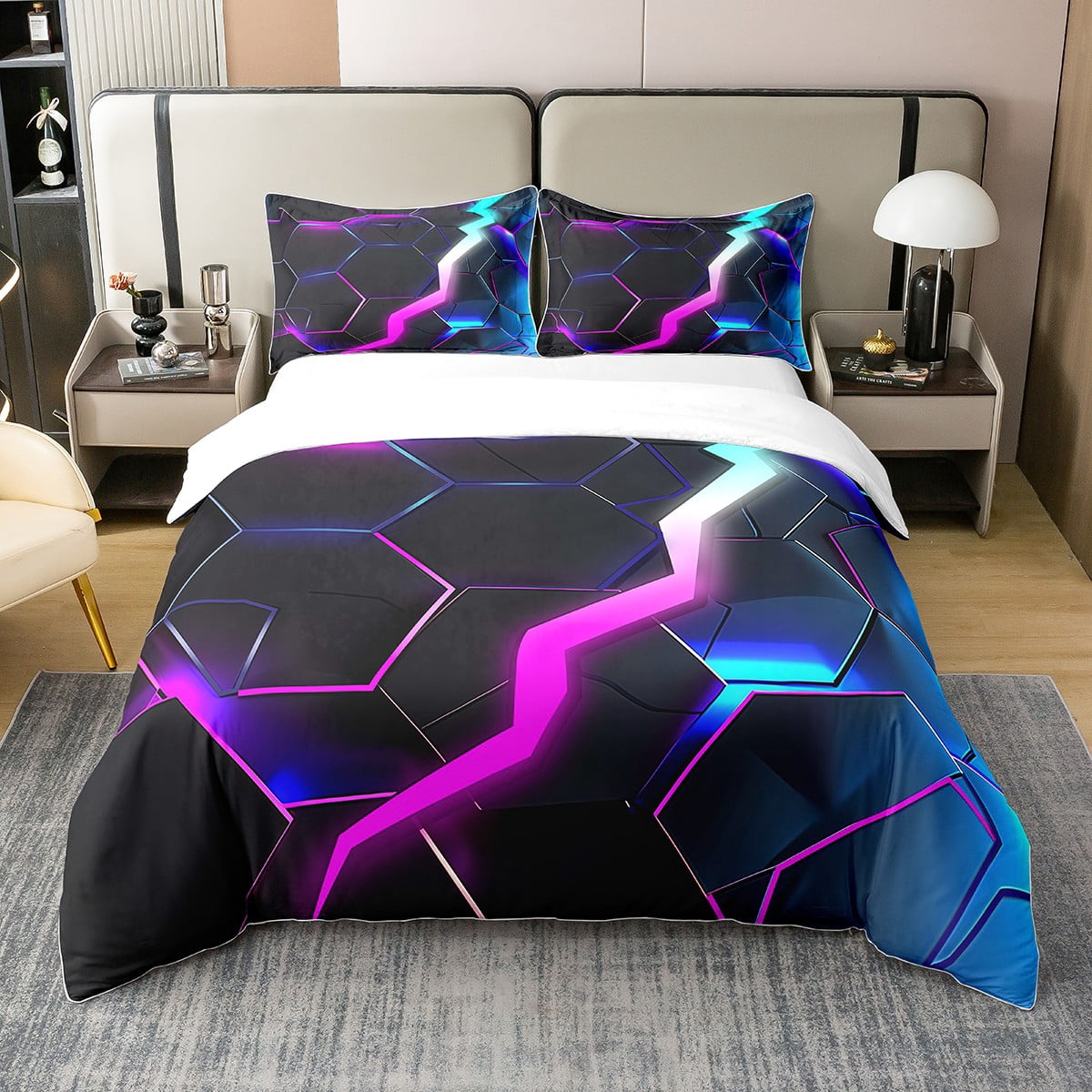 Erosebridal 100% Cotton Honeycomb King Comforter Cover For Adults Men ...