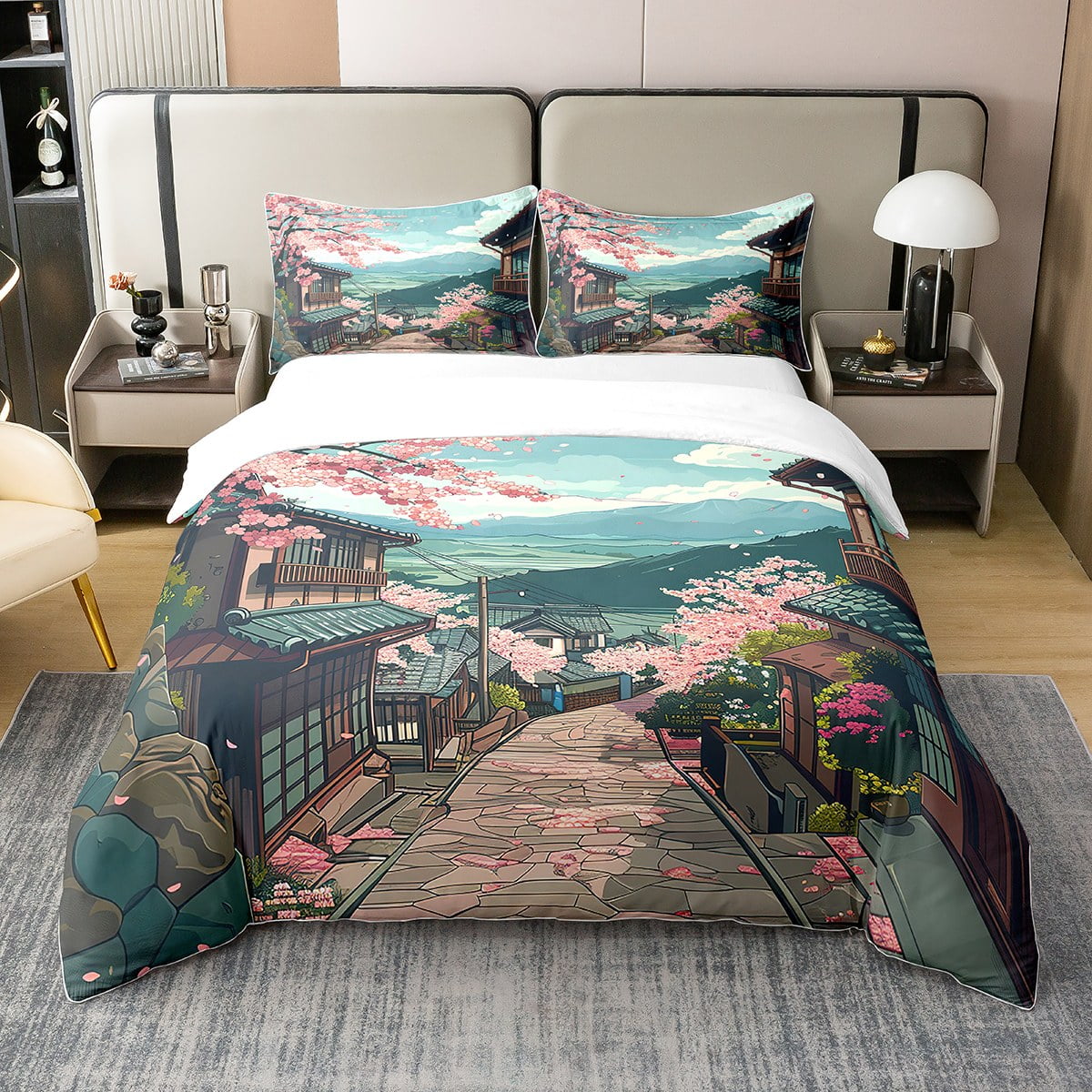 YST 100% Cotton Japanese Showa Style Comforter Cover Cherry Blossom ...