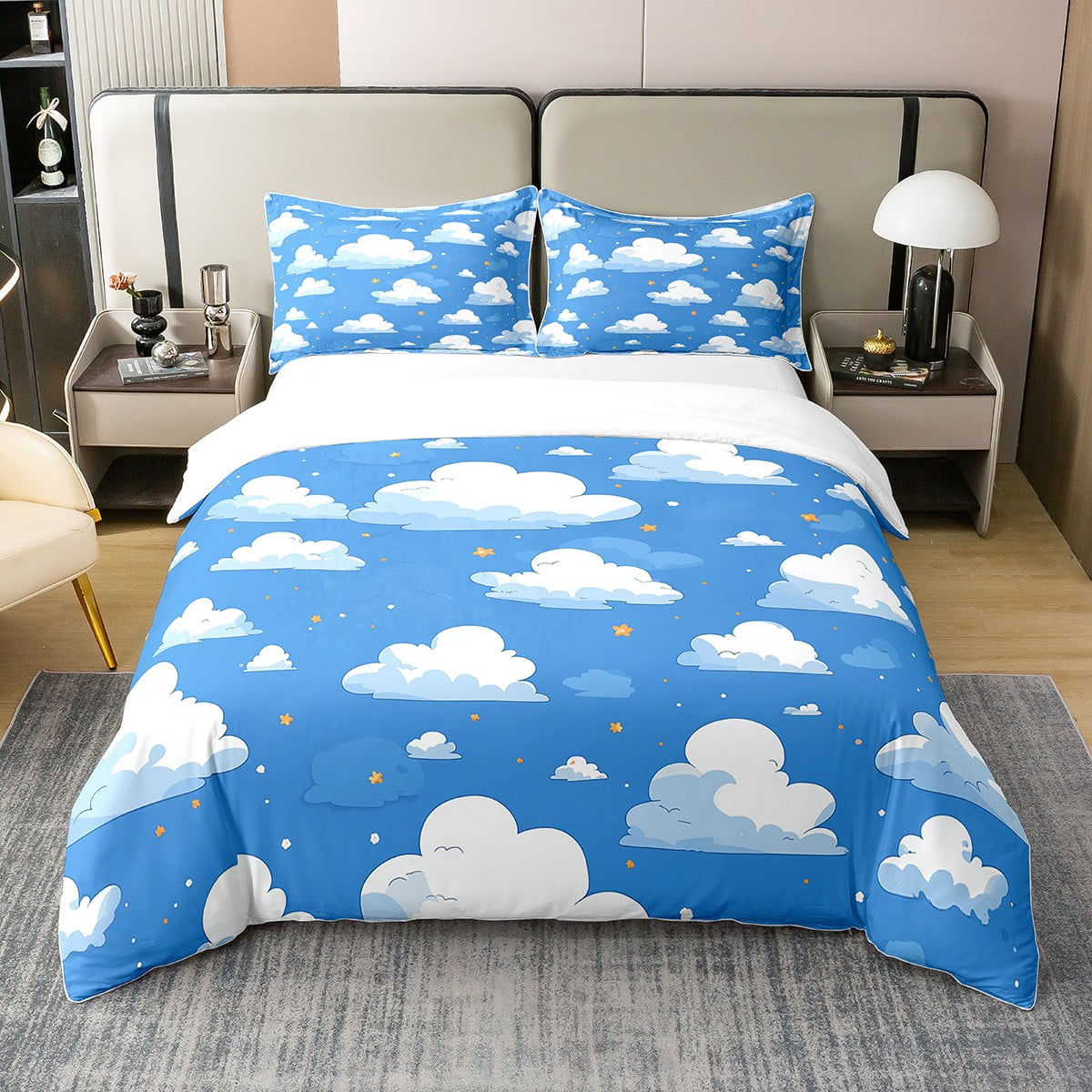 YST 100% Cotton Kawaii Cloud Comforter Cover,White Cloud Bedding Set ...