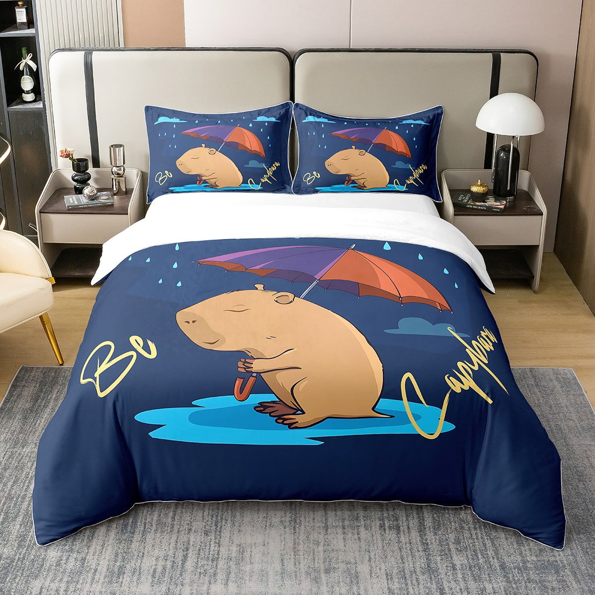 YST 100% Cotton Kids Capybara Comforter Cover Twin Size Funny Brown ...