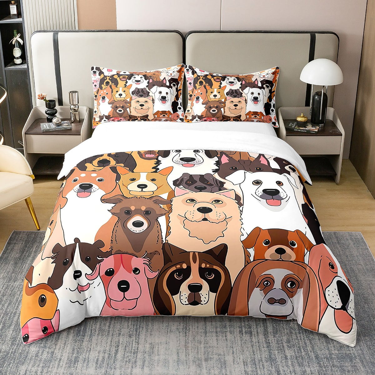 YST 100% Cotton Kids Colorful Puppy Comforter Cover Full Size Cartoon ...