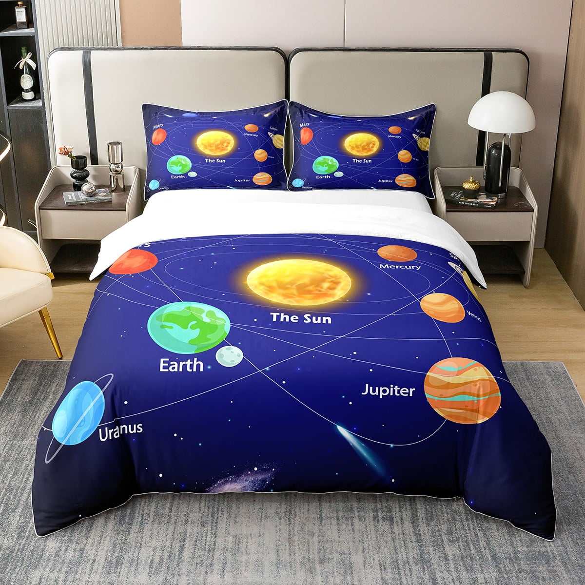 YST 100% Cotton Kids Outer Space Duvet Cover Boys Starry Sky Galaxy ...