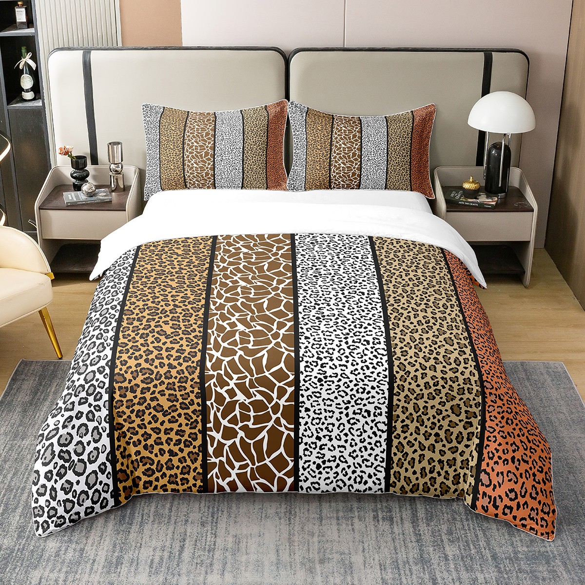 YST 100% Cotton Leopard Print Bedding Sets Full,Cheetah Print Duvet ...