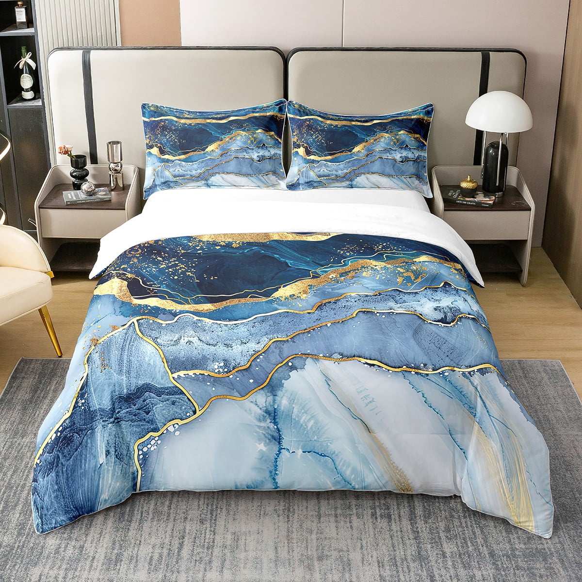 Erosebridal 100% Cotton Marble Texture Bedding Set King Size 3Pcs ...