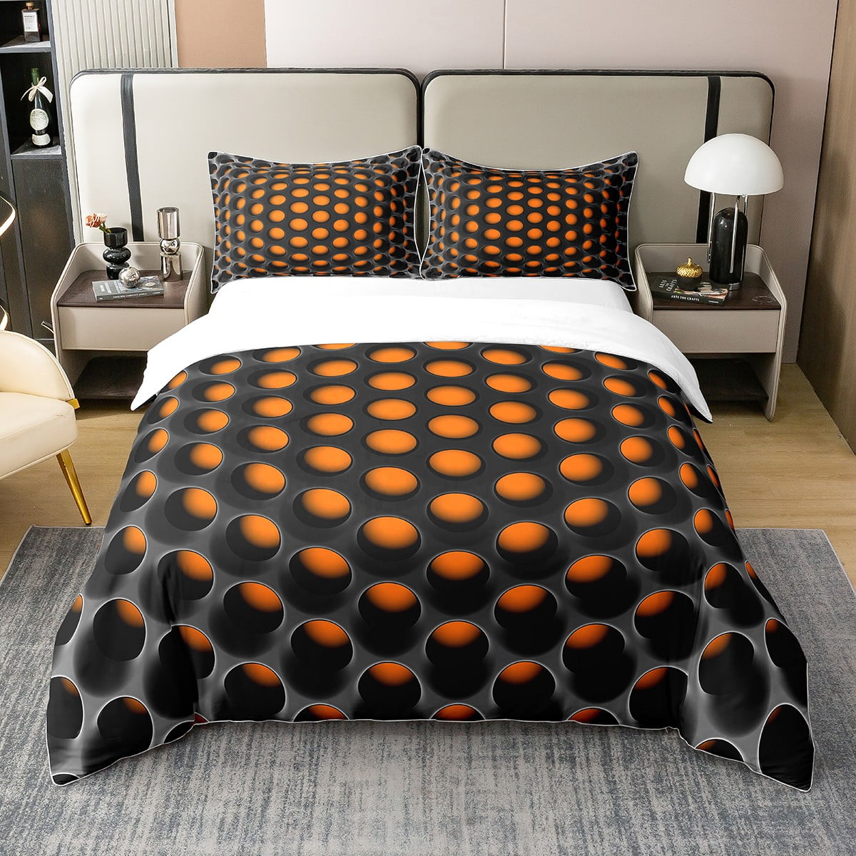 Erosebridal 100% Cotton Men Retro Black Orange Bedding Set Full,3D ...