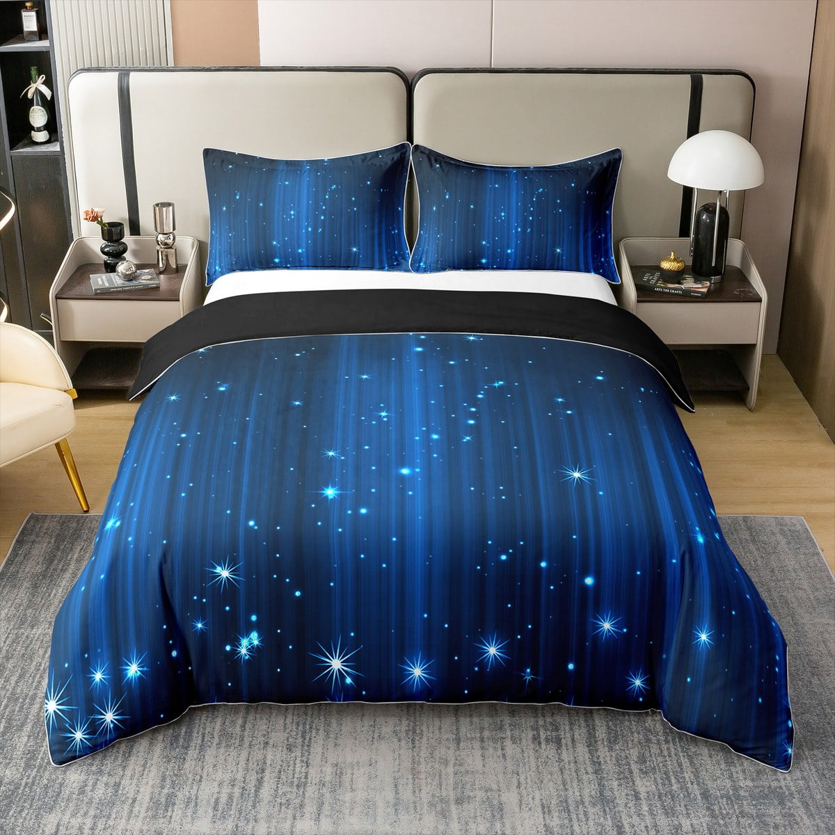 YST 100% Cotton Ombre Starry Sky Duvet Cover King Size Blue Galaxy Comforter Cover For Adult ...