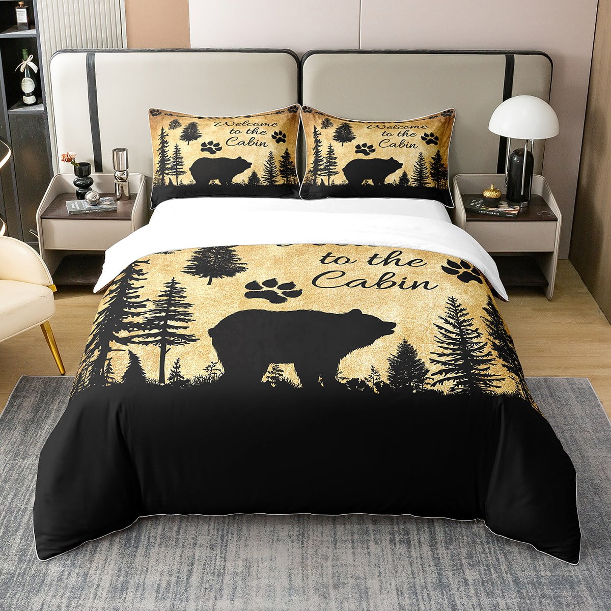 Erosebridal 100% Cotton Pine Trees Comforter Cover Bear Paw Twin ...