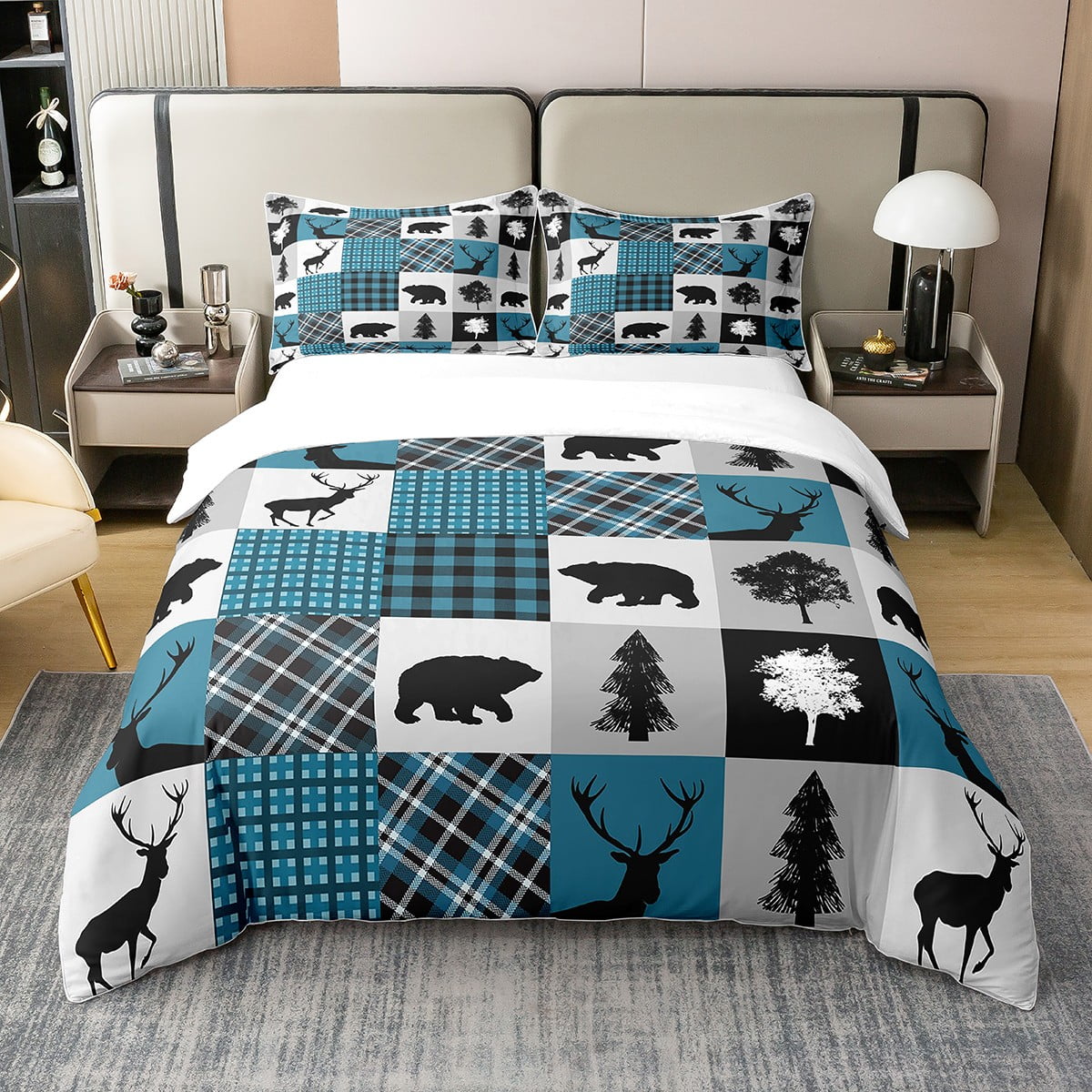 YST 100% Cotton Rustic Patchwork Duvet Cover King,Country Cabin Bedding ...