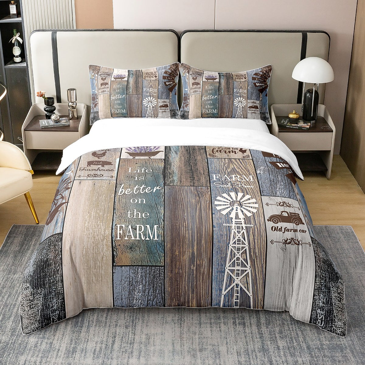 Erosebridal 100% Cotton Rustic Windmill Farmhouse Duvet Cover King ...