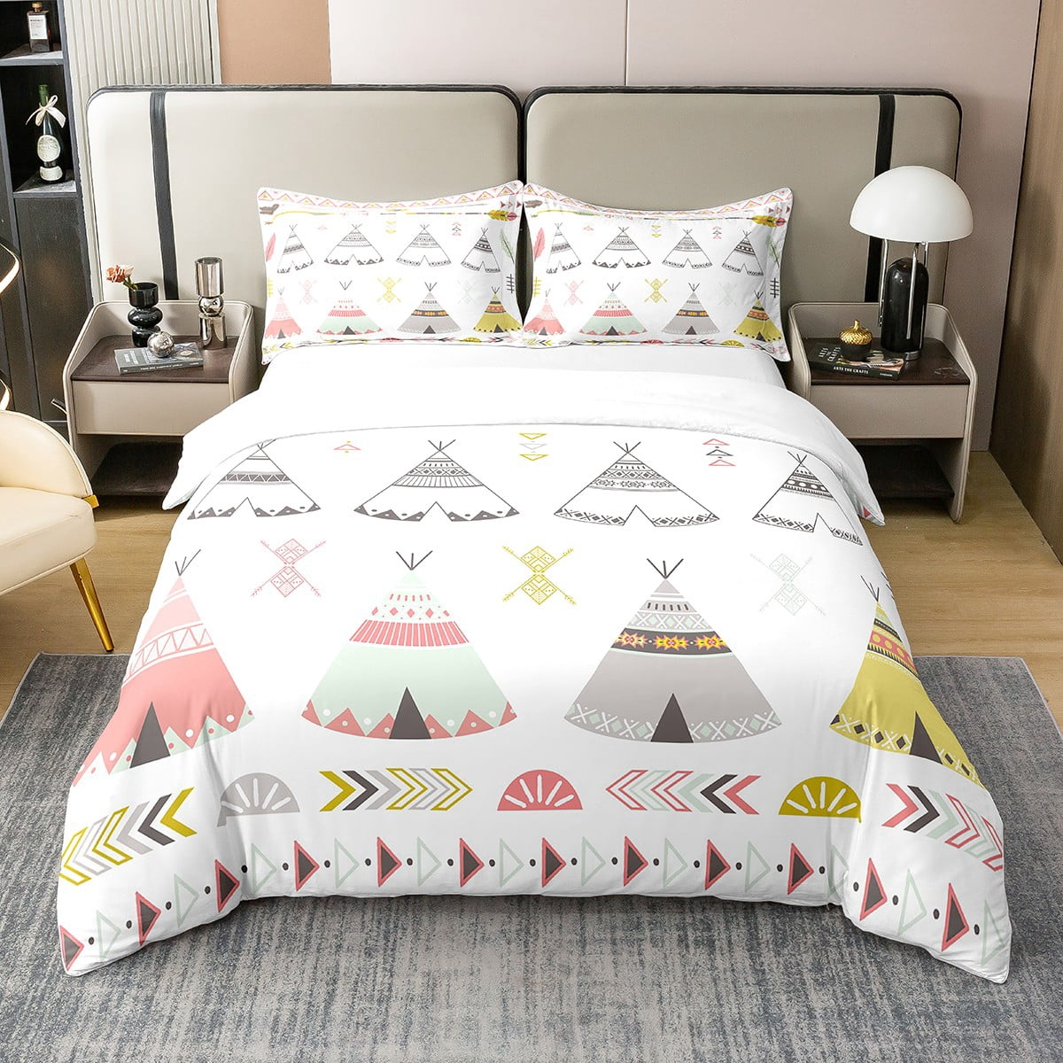 YST 100% Cotton Tent Duvet Cover Queen,Arrow Bedding Set,Western Aztec ...