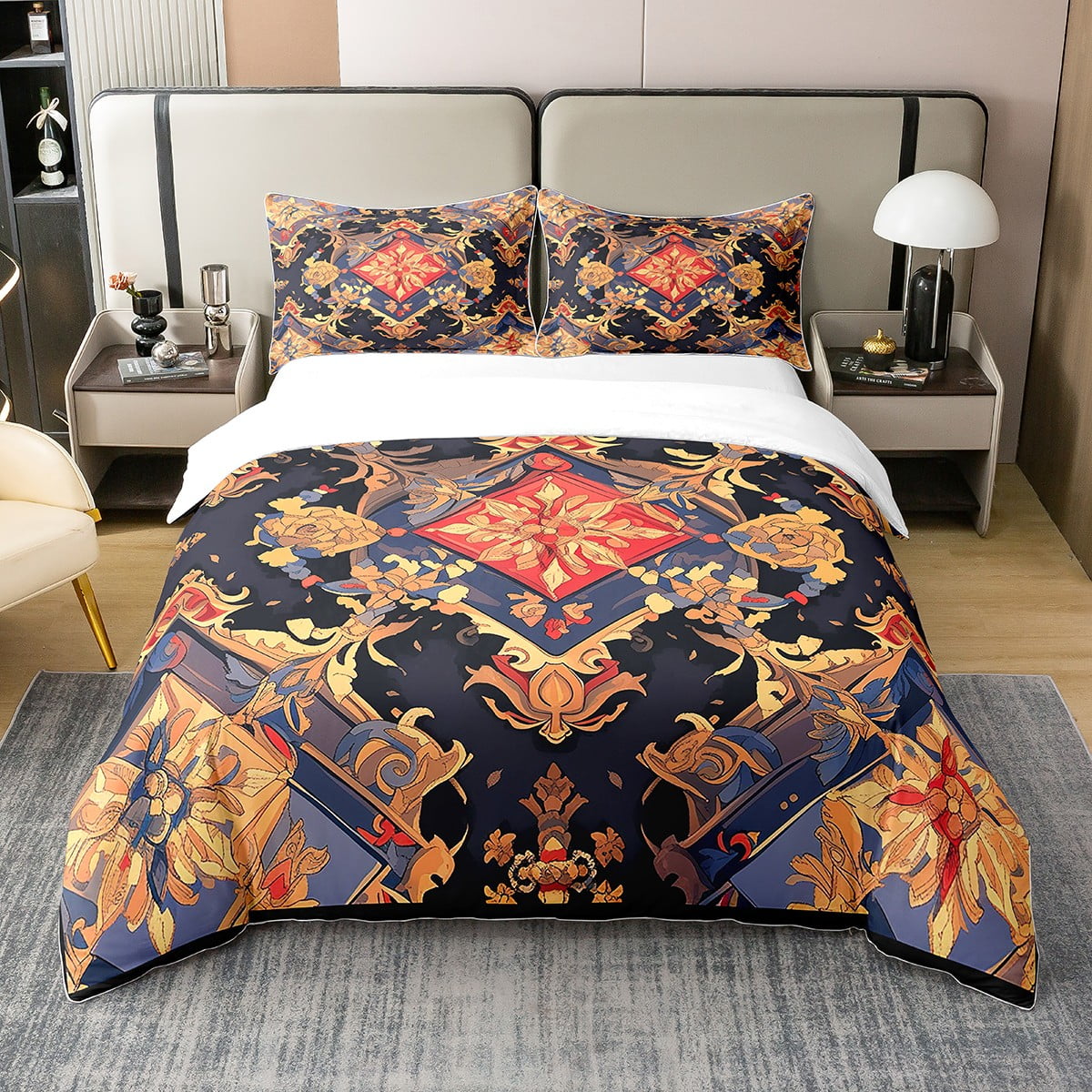 YST 100% Cotton Vintage Flower Duvet Cover King Bohemian Tribal Bedding ...