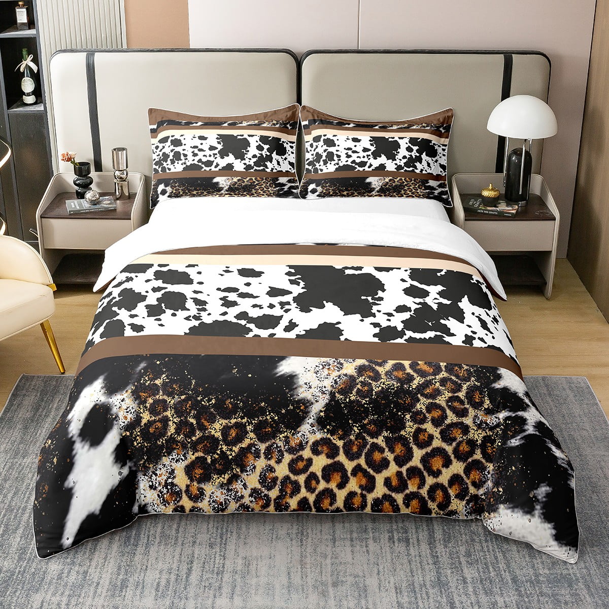 Erosebridal 100% Cotton Western Bedding Sets Queen,Brown Leopard Print ...