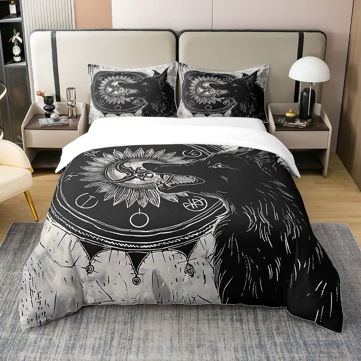 Erosebridal 100% Cotton Wolf Bed Set King,Exotic Sunflowers Floral Soft ...