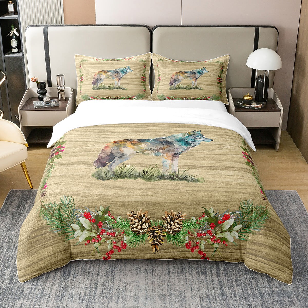 Erosebridal 100% Cotton Wolf Full Size Bedding Sets,Woodland Animals ...