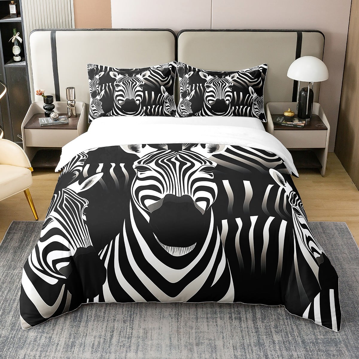 YST 100% Cotton Zebra Duvet Cover Queen Size Zebra Print Bedding Set ...