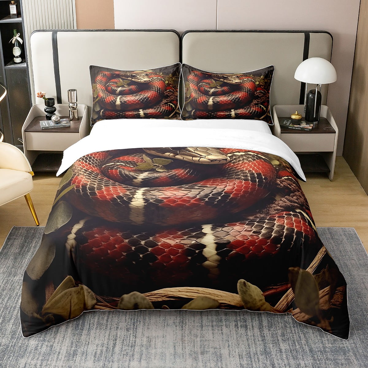 YST 100% Natural Cotton 3D Snake Duvet Cover For Kids Boys Adults Teens ...