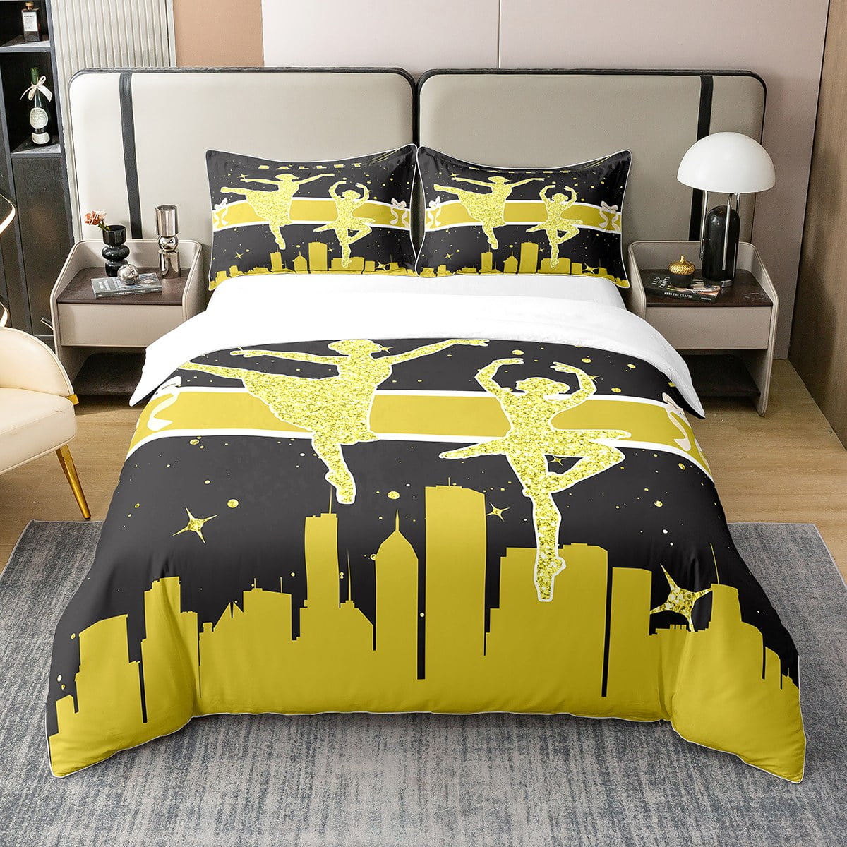 YST 100% Natural Cotton Ballet Girls Bedding Set Full Dance Comforter ...