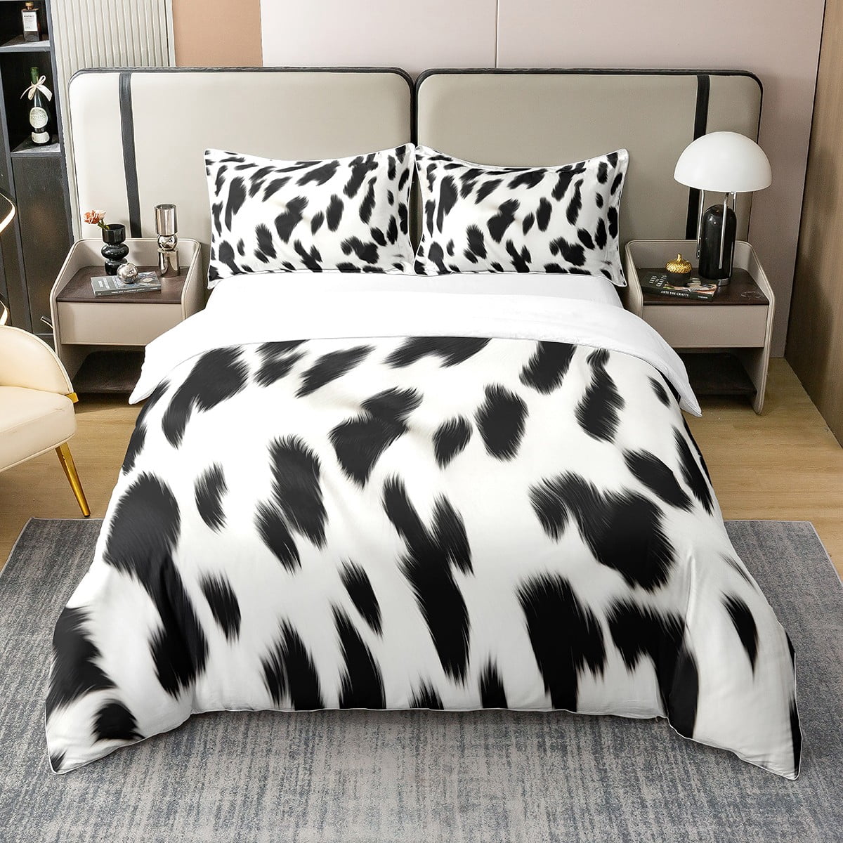 Erosebridal 100% Natural Cotton Cow Print Comforter Cover Queen Milk ...