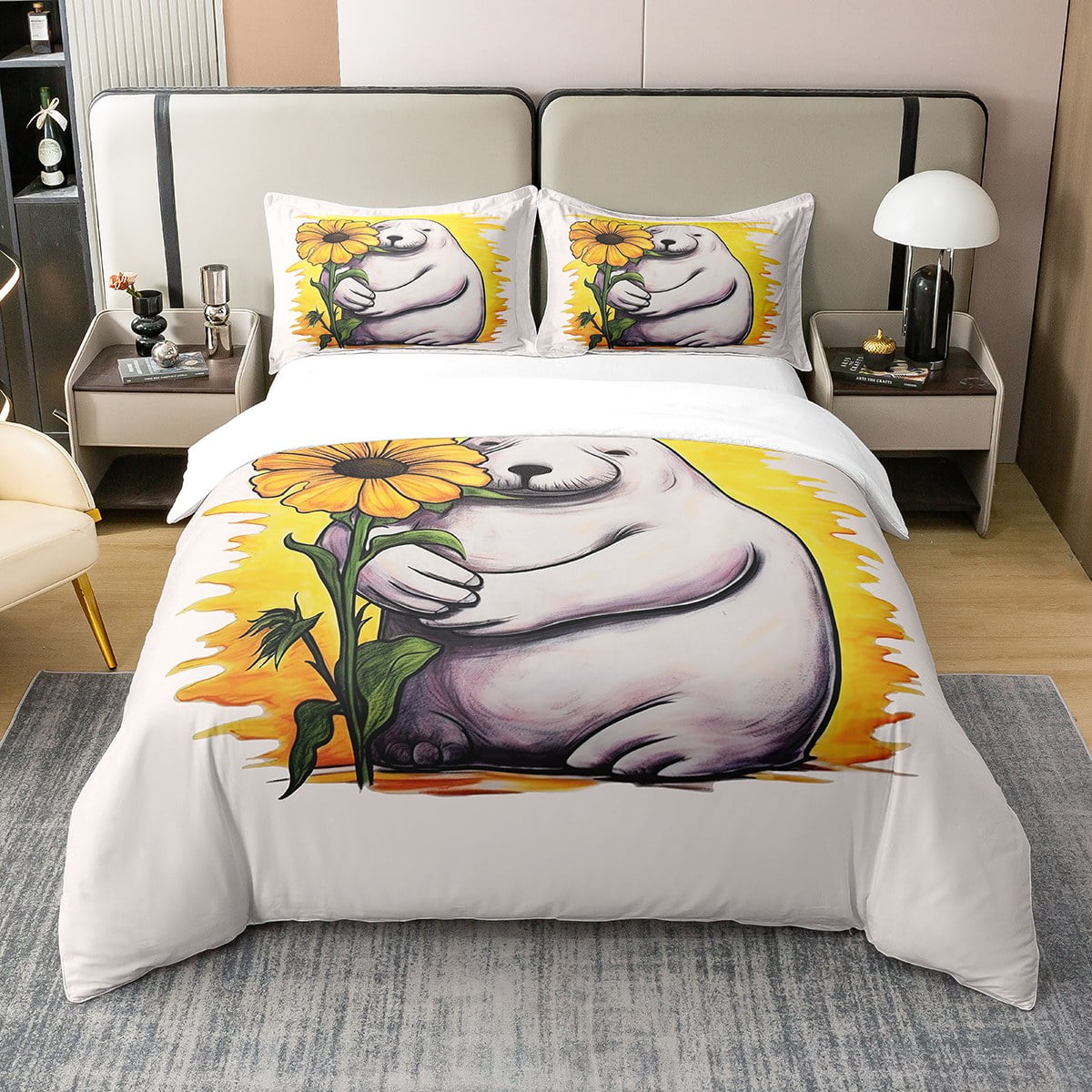 YST 100% Natural Cotton Cute Manatee Duvet Cover Queen Size, Cartoon ...