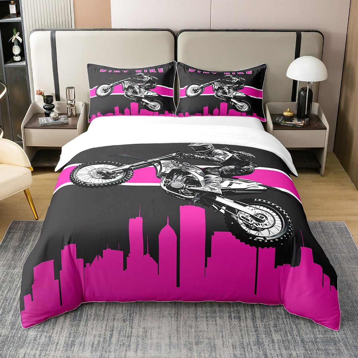 YST 100% Natural Cotton Dirt Bike Duvet Cover Full for Boys Sports ...