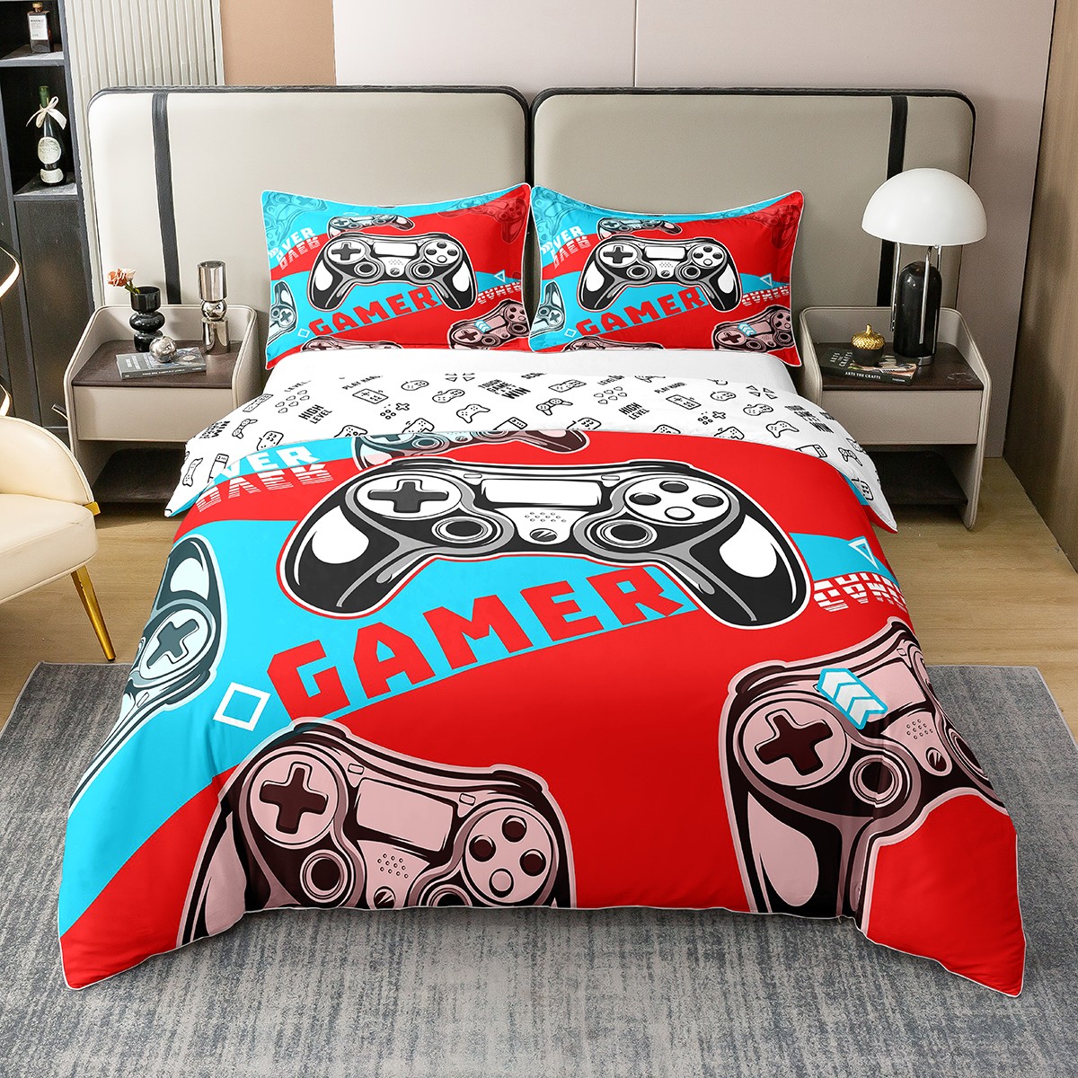 Erosebridal 100% Natural Cotton Gaming Comforter Cover Gamer Duvet ...