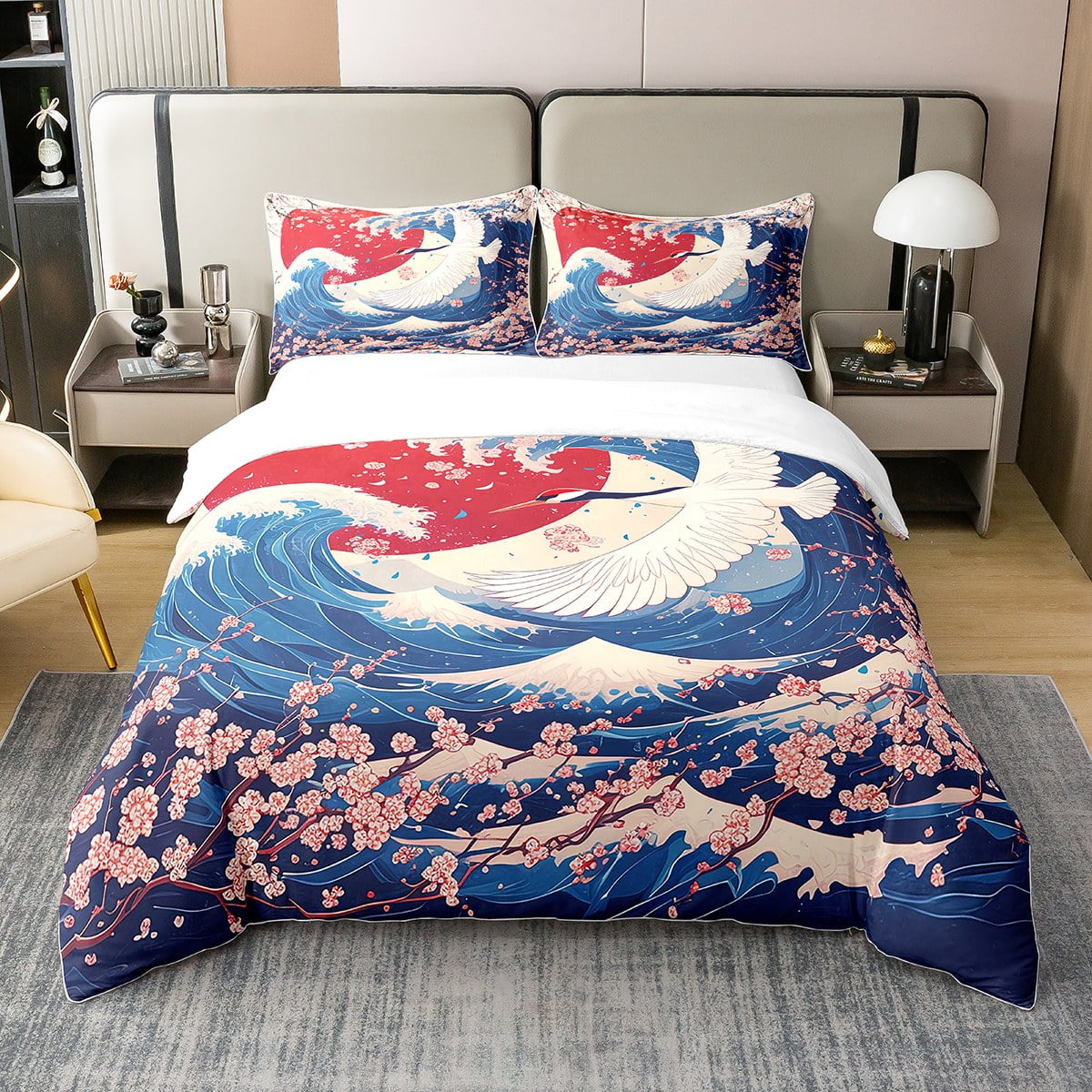 YST 100% Natural Cotton Japanese Cherry Blossom Duvet Cover King Size ...