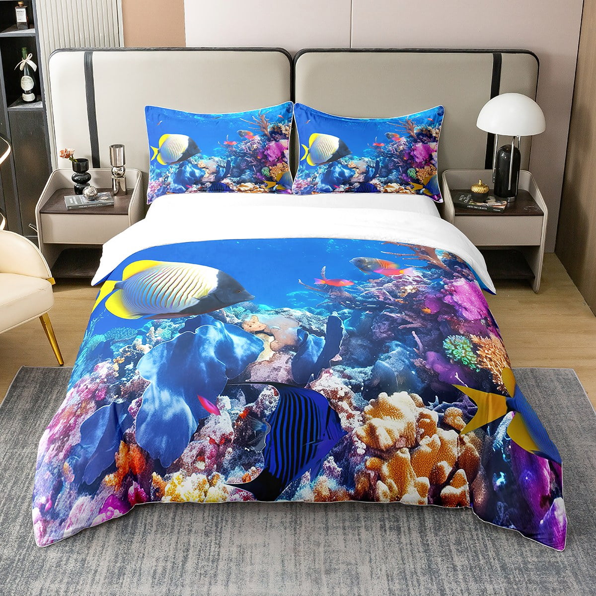YST 100% Natural Cotton Marine Fish Bedding Set Underwater World ...